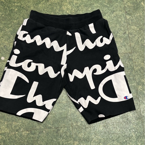 Champion | Shorts | All Over Logo Champion Mens Black And White Reverse ...